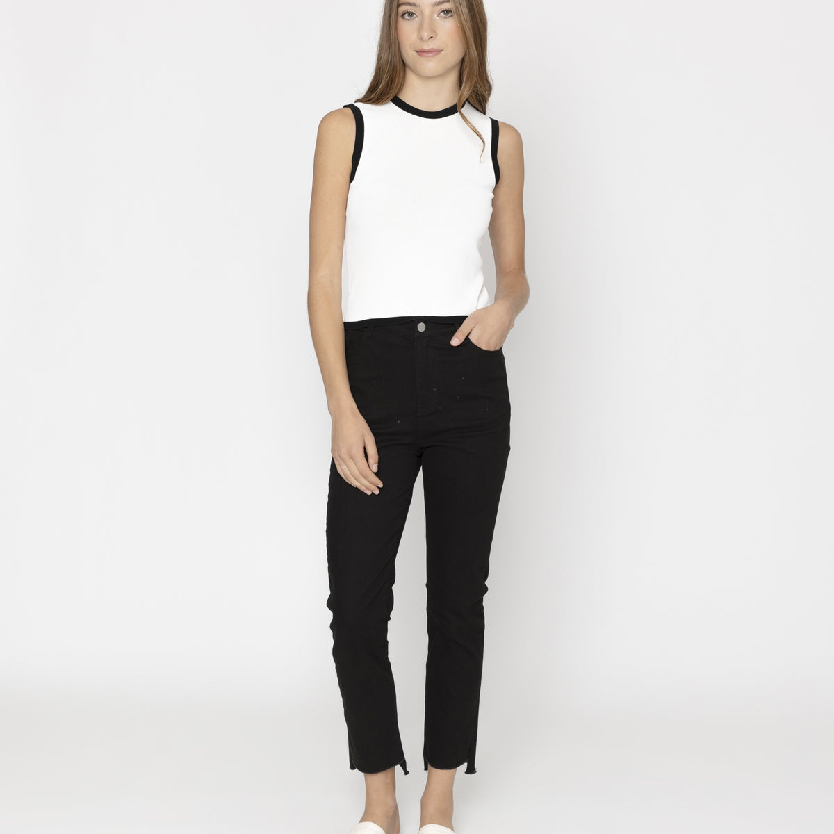 Two by Two Cassia Top - White + Black Trim – Spoilt Boutique